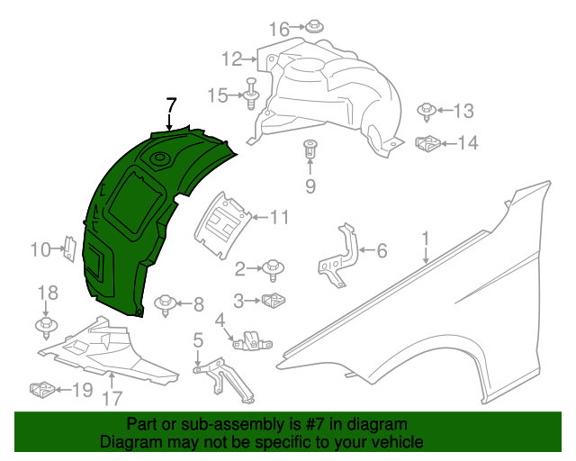 51717260726 - 2012-2019 BMW Ft Fender Liner (51-71-7-260-726) | BMW of ...