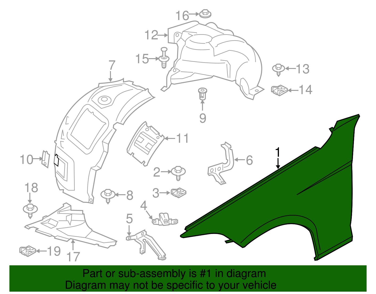 41009621597 - 2012-2019 BMW Fender (41-00-9-621-597) | BMW of South ...