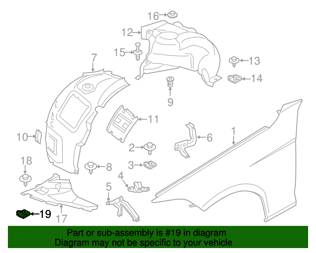 51717065773 - 2009-2024 BMW Ft Fender Liner U-Nut (51-71-7-065-773 ...