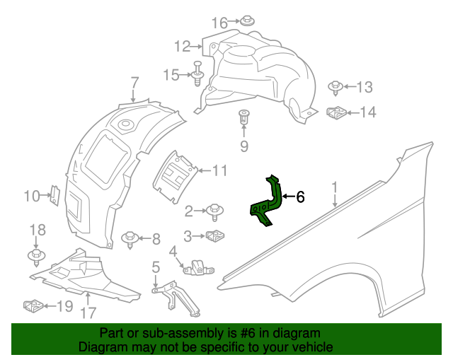 41358066940 - 2012-2020 BMW Fender Center Bracket (41-35-8-066-940 ...