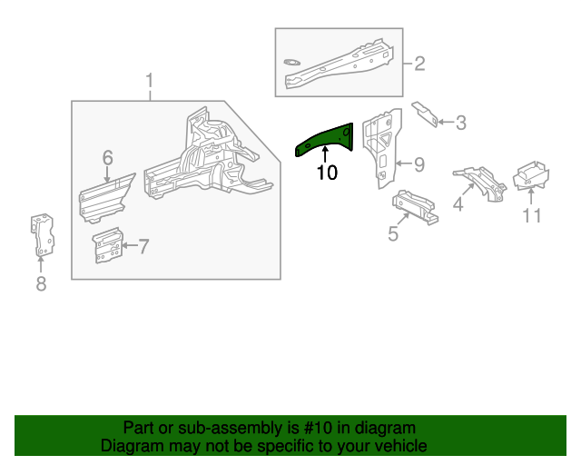 212-626-10-52-64 - Fender Apron Reinforcement 2014-2016 Mercedes-Benz ...