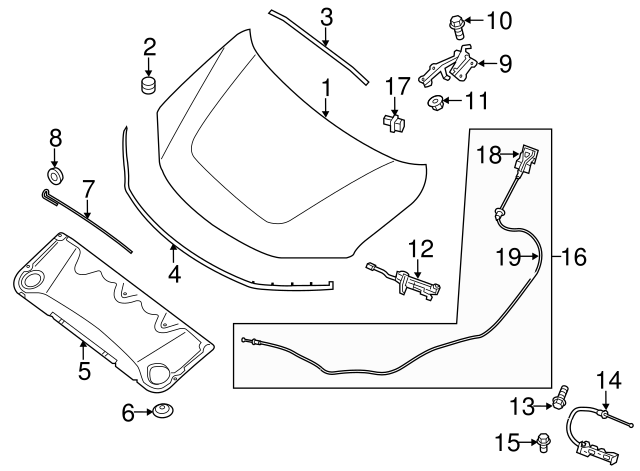 2017-2019 Nissan Pathfinder Hood 65100-9PF0A | TascaParts.com
