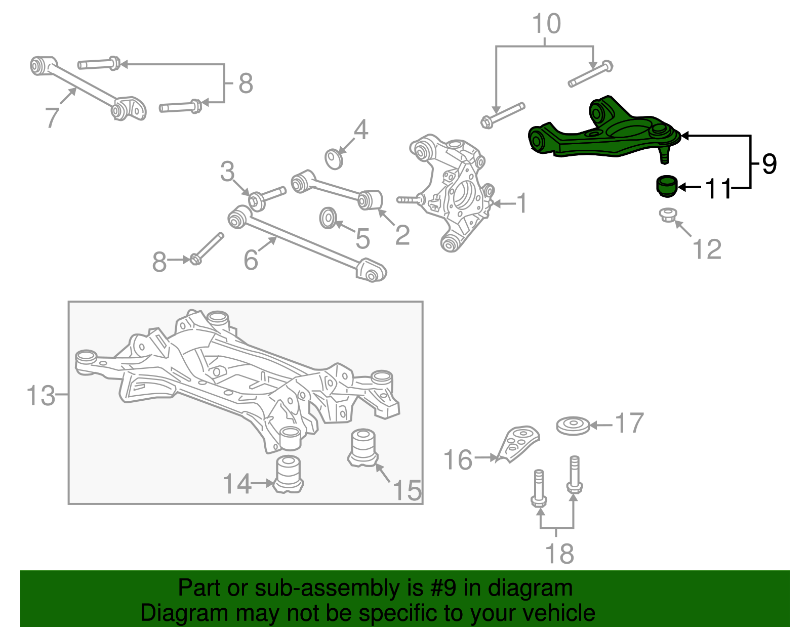 52520-TA0-A02 - 2008-2015 Honda - Arm L Rear (Upper) | Genuine Honda Parts