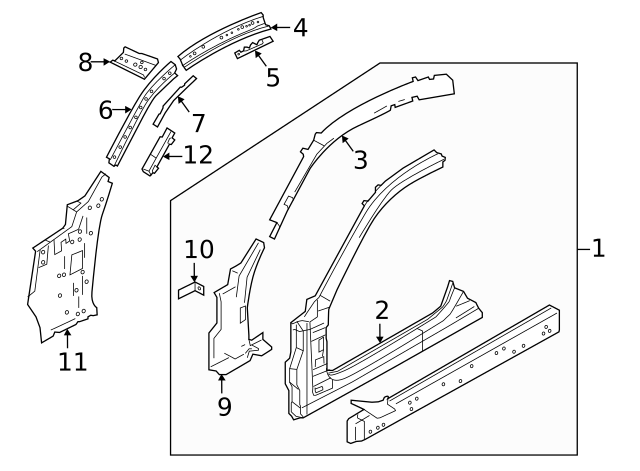 2017-2020 Infiniti Q60 Roof Rail Reinforcement 76316-5CA0A | INFINITI ...