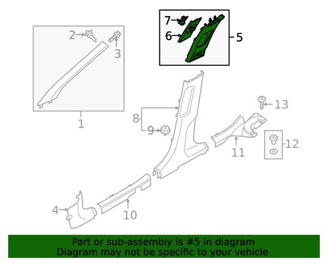 Genuine Lower Center Pillar Trim for 2018-2023 Hyundai Kona | Part ...