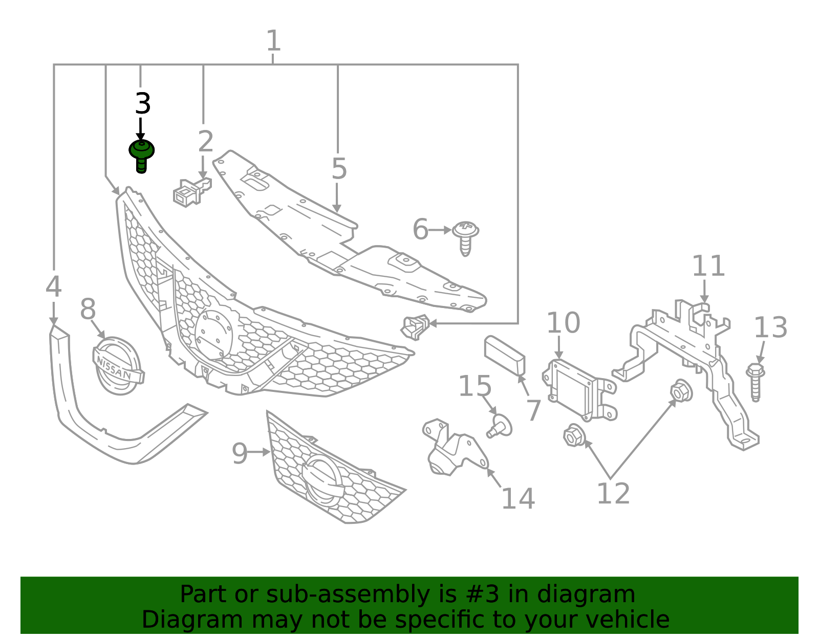 2017-2019 Nissan Rogue Sport Grille Assembly Screw 890A0-6MA0A ...