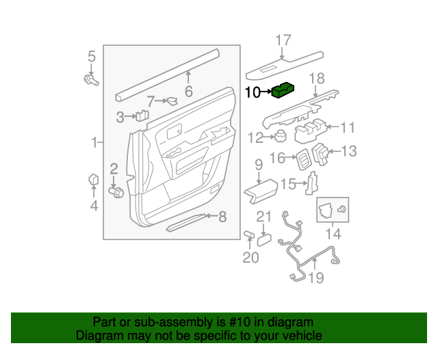 35760-SZA-A01 - Switch Assembly Power Window Passenger - 2009-2011 ...