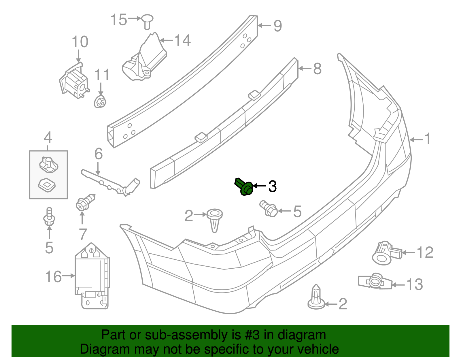63846-5V000 - Bumper Cover Grommet 2004-2025 Nissan | Nissan Parts ...