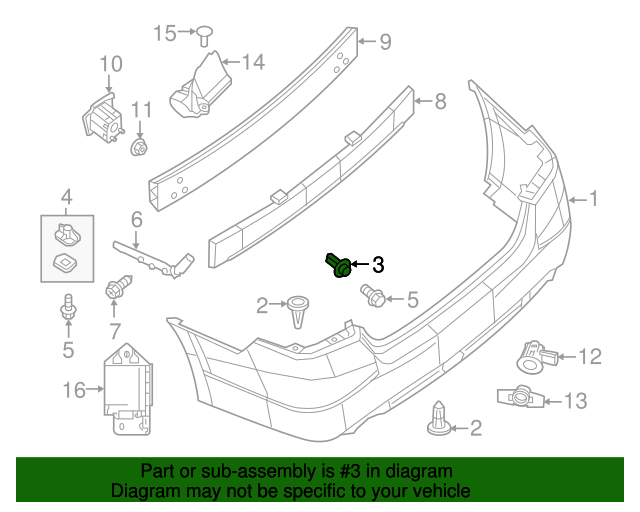 2004-2024 Nissan Bumper Cover Grommet 63846-5V000 | OEM Parts Online