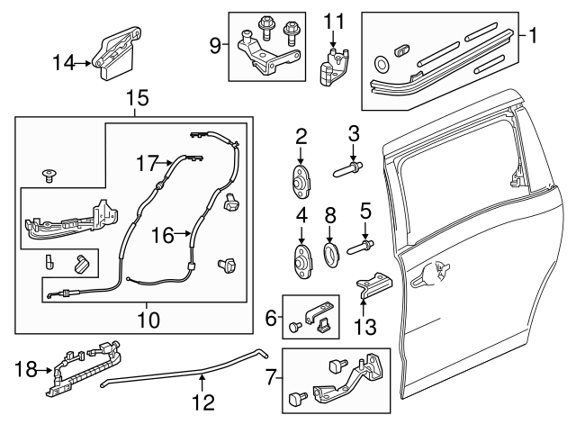 2018-2021 Honda Odyssey Cover, Slide Door Stopper (Upper) (Male) 72507 ...