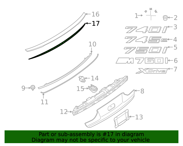 Genuine BMW 51-62-8-092-093 | G11/G12 7 Series M Sport Rear Spoiler ...