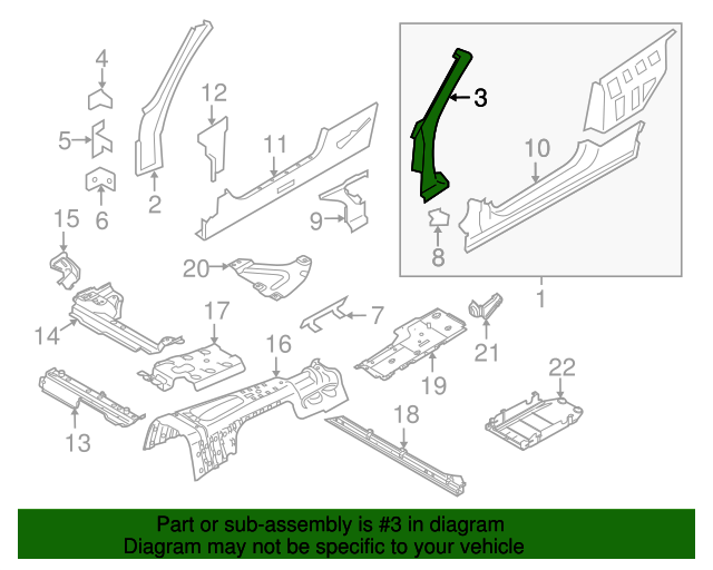 41-00-7-179-544 - Outer Hinge Pillar - 2007-2013 BMW | BMWPartsHub
