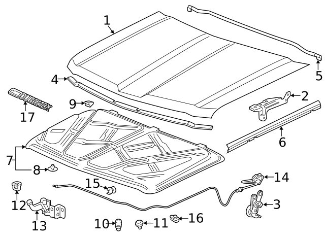2015-2019 Chevrolet Hood Front Weatherstrip 23473838 GM | GMPartsDirect.com