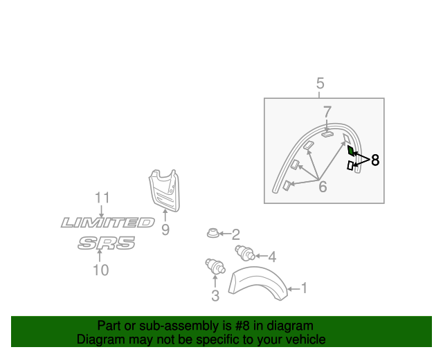 2001-2006 Toyota Wheel Opening Molding Retainer 75392-0C120 | Toyota ...