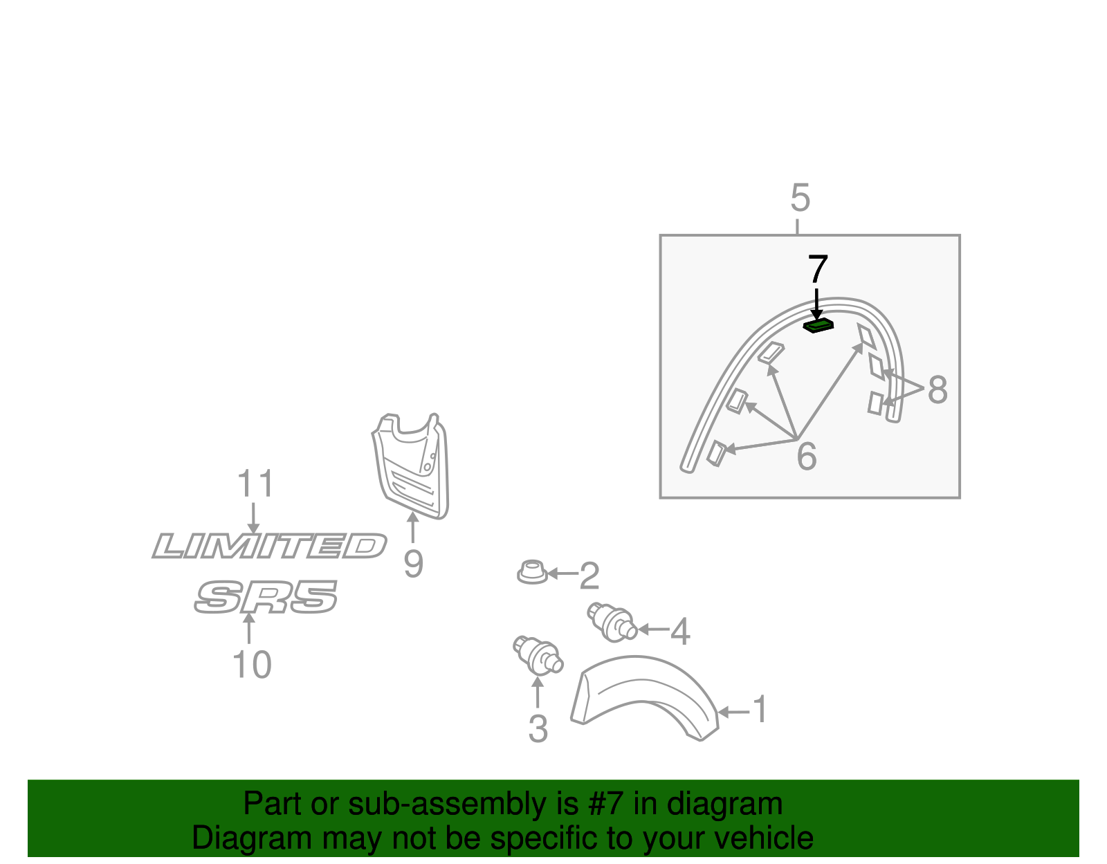 75392-0C110 - Wheel Opening Molding Retainer 2001-2006 Toyota | Longo ...