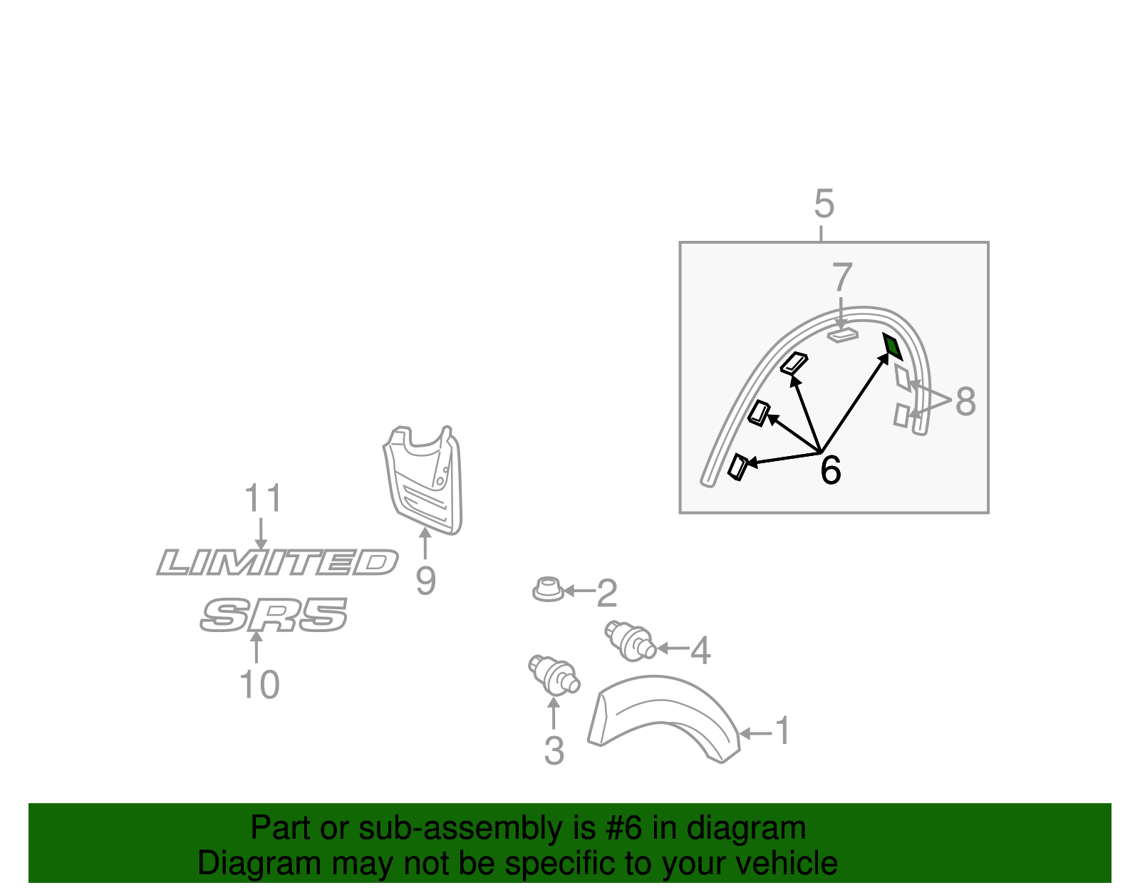 2001-2006 Toyota Wheel Opening Molding Retainer 75392-0C100 | Toyota ...