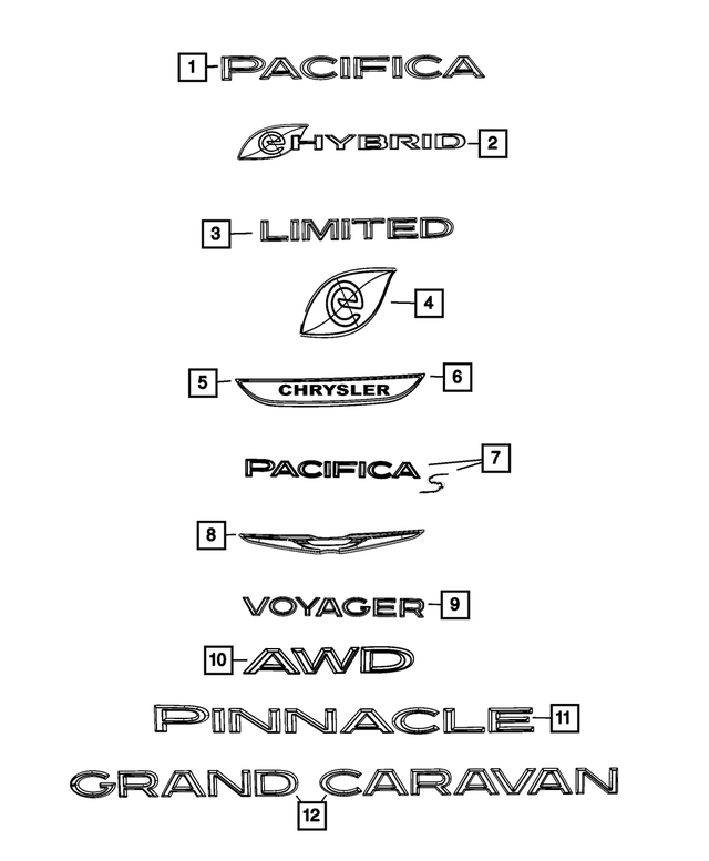 2021-2025 Chrysler Grand Caravan Nameplate 68265081AA | Mopar eStore