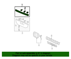 74892-SHJ-A01ZG - Molding, Rear License *NH679M* (Slate Green Metallic ...
