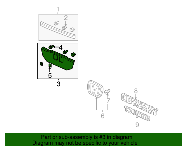 74891-SHJ-A91ZA - Garnish Rear License *B518P* (Midnight Blue Pearl ...