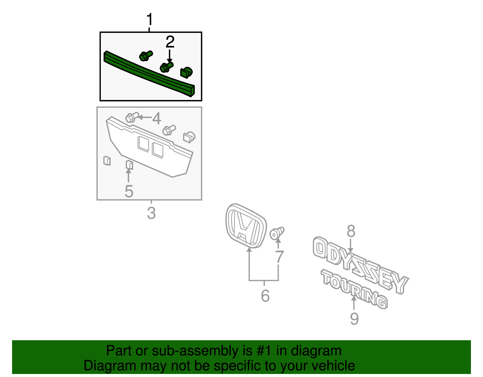 74890-SHJ-A31ZH - 2008-2010 Honda Odyssey - Garnish Assembly Rear ...
