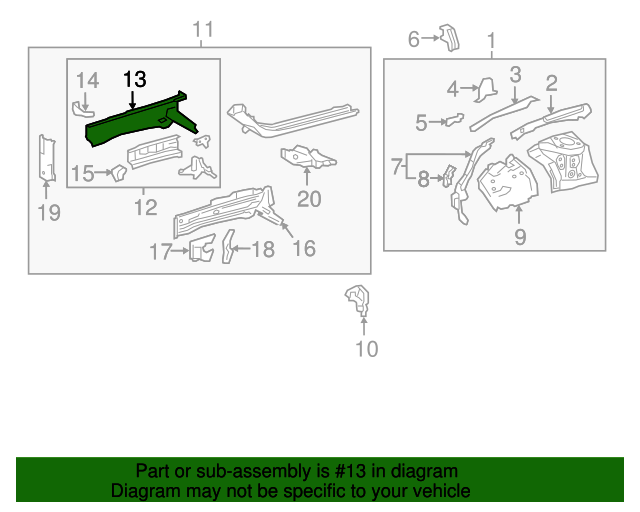 2016-2023 Toyota Frame Side Member 57112-47030 | Toyota Parts Center