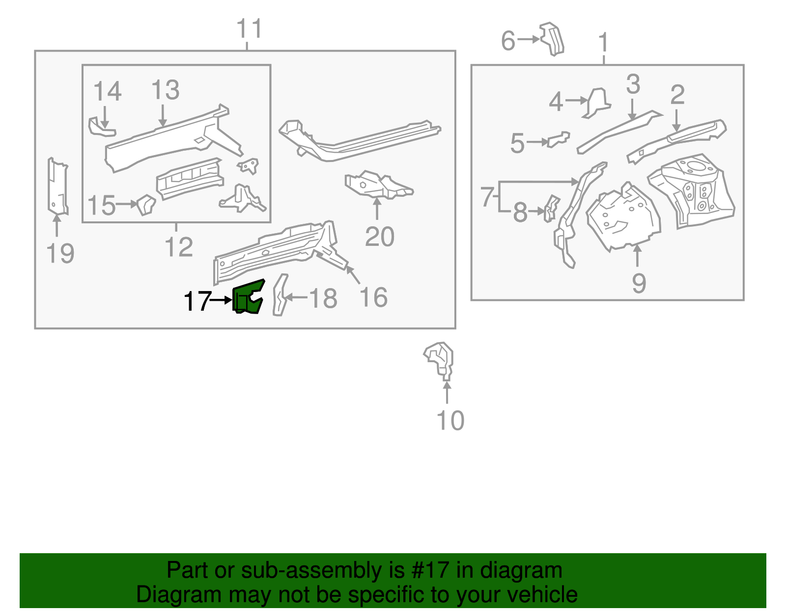2016-2025 Toyota Frame Side Member Reinforcement 57035-47021 | Toyota ...