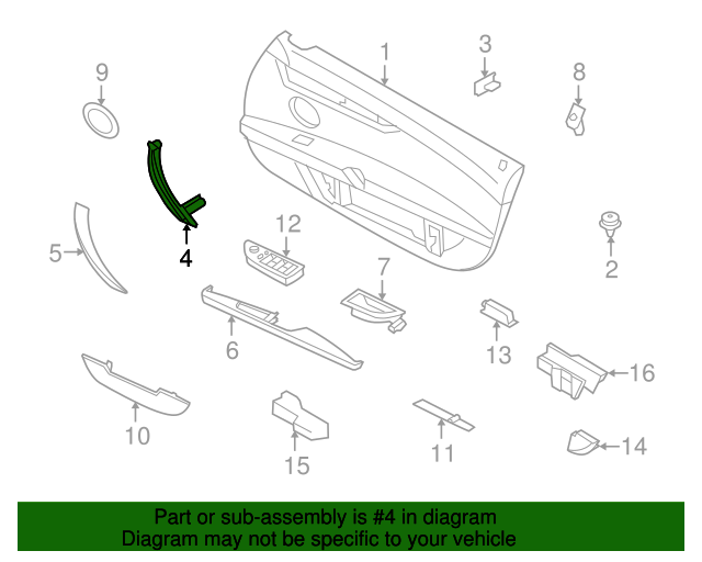 51417216324 - 2009-2016 BMW Z4 Pull Handle (51-41-7-216-324) | BMW of ...