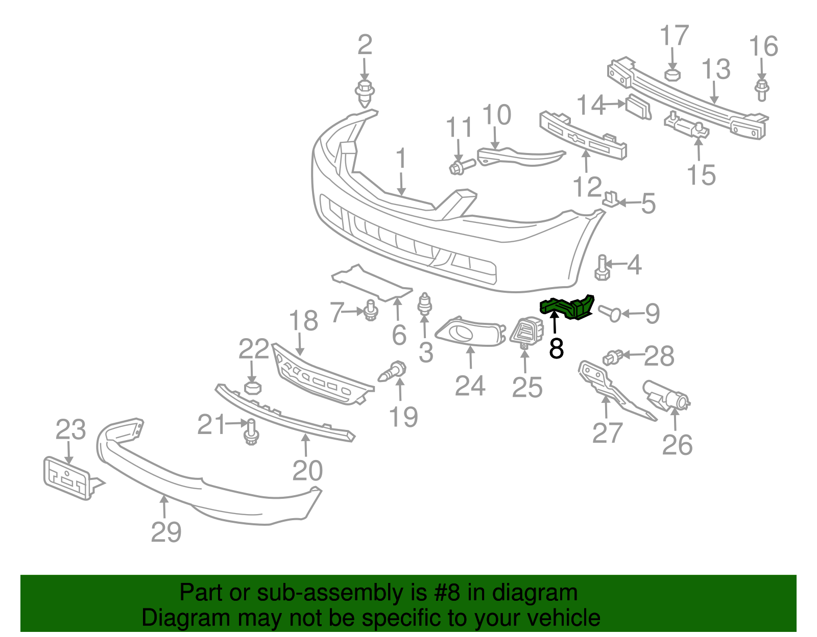 71193-SEA-003 - 2004-2008 Acura TSX - Spacer, R Front Bumper Side | All ...