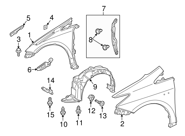2013-2015 Toyota Fender 53802-47050 | OEM Vehicle Parts