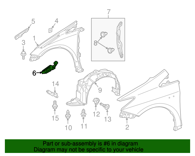 2010-2015 Toyota Fender Seal 53826-47010 | Toyota Parts Center