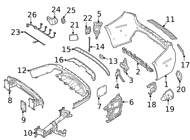166-540-36-15-64 - Blind Spot Radar Harness 2017-2019 Mercedes-Benz GLS ...