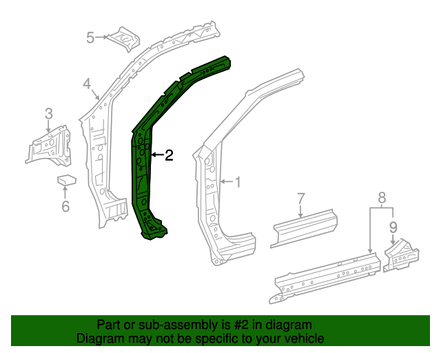 61108-74011 - Pillar Reinforced 2012-2015 Scion iQ | Group 1 Auto Parts