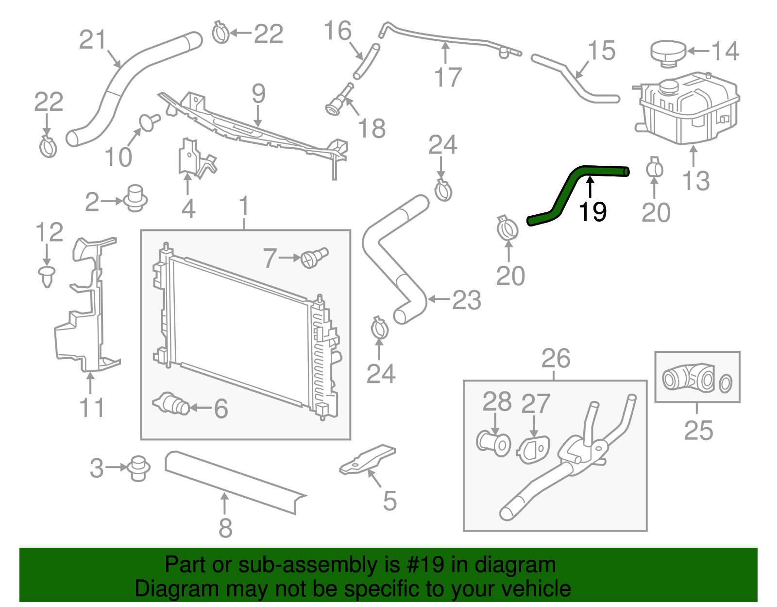 2010-2020 GM Radiator Surge Tank Outlet Hose 22965100 | OEM Parts Online