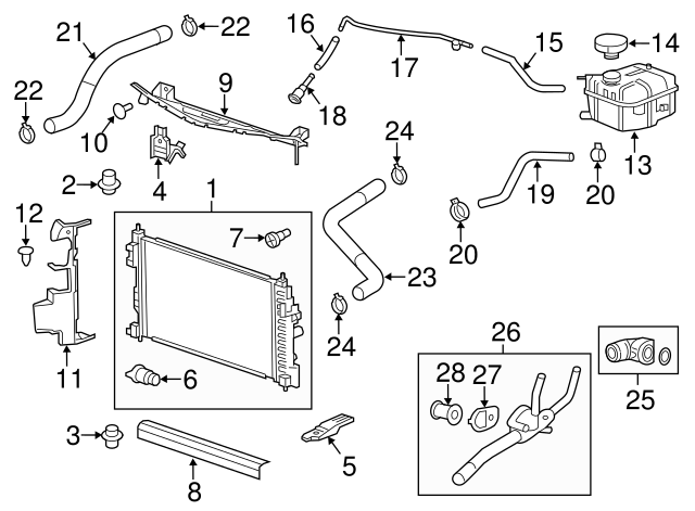 2010-2020 GM Radiator Surge Tank Outlet Hose 22965100 | TascaParts.com