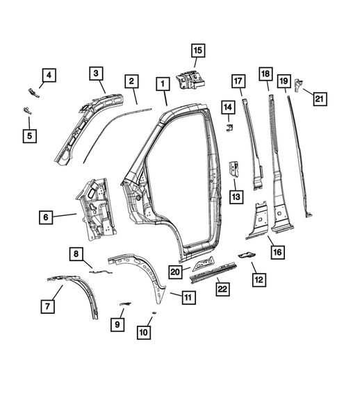 Aperture Panel and Pillar Supports for 2016 Ram ProMaster 1500 ...