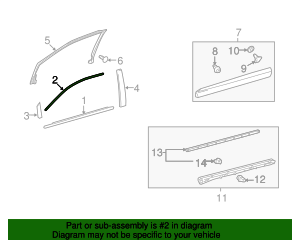 2010-2015 Lexus Window Molding 75754-0E010 | AutoNationParts.com