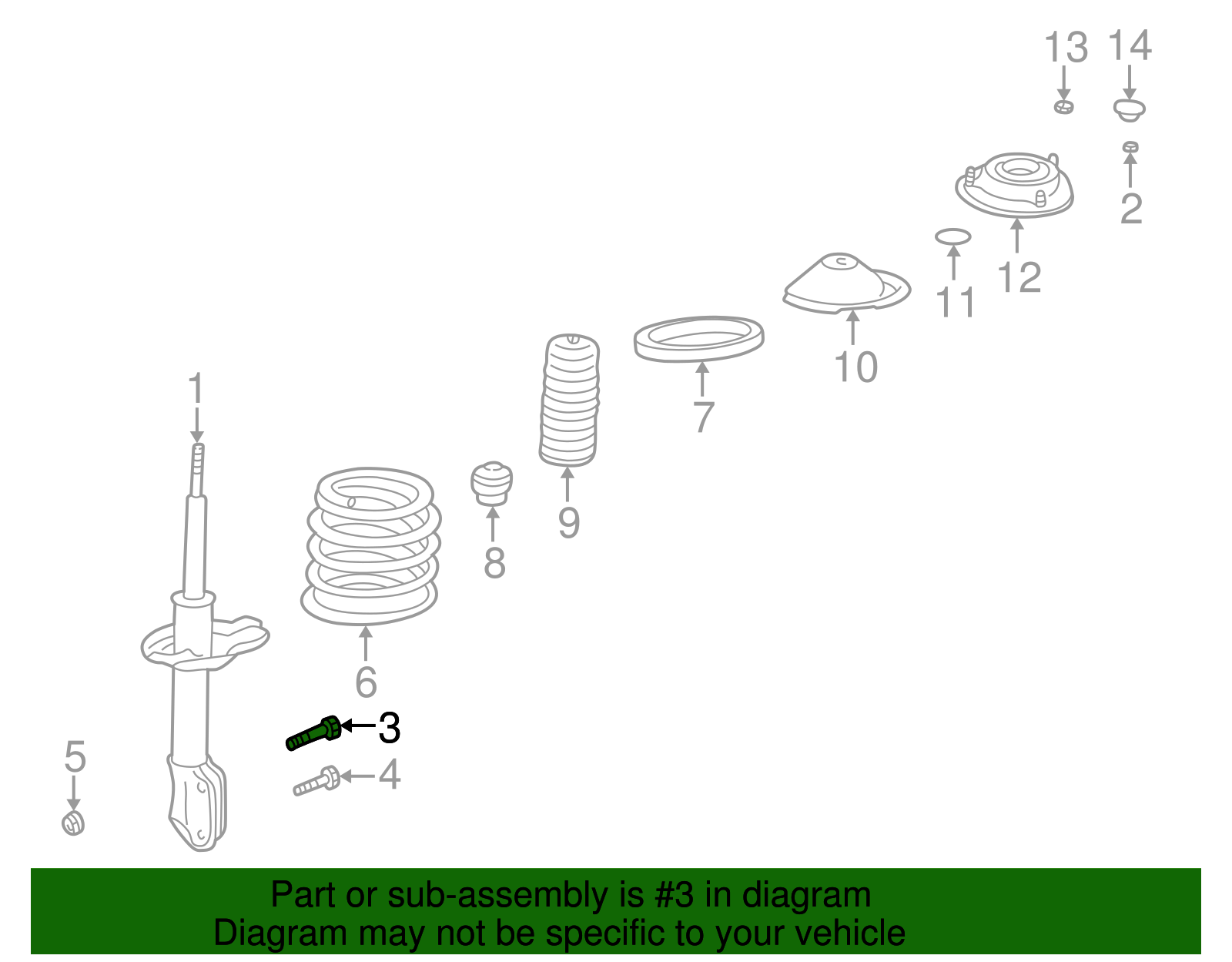 1992-2004 Subaru Strut Mount Bolt 20540AA090 | Subaru Parts Guys