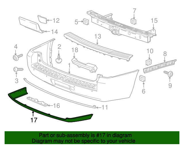 2015-2020 Cadillac Escalade ESV Rear Bumper Lower Fascia 84515908 GM ...