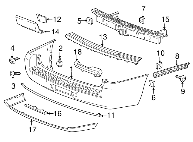 23224609 - Rear Bumper Fascia Molding 2015-2020 Cadillac | Chevrolet ...