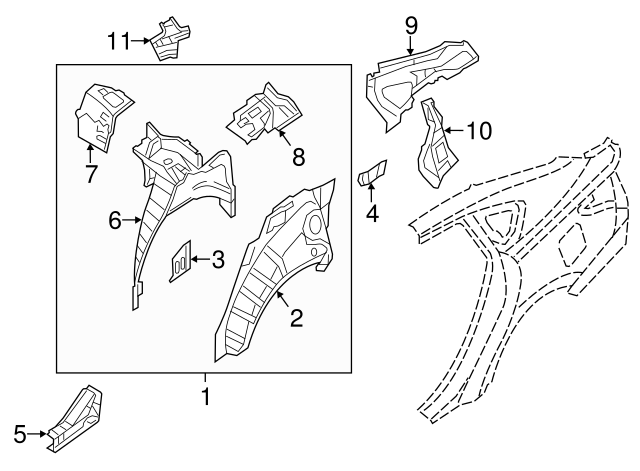 2013-2018 Nissan Altima Outer Wheelhouse - Driver's Side (LH) 76713 ...