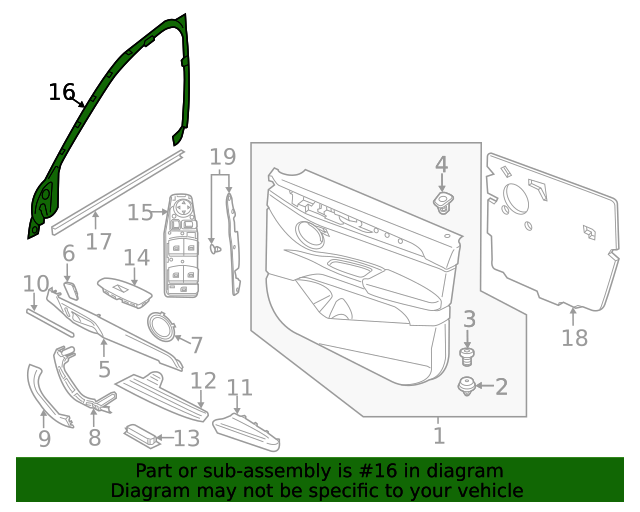 51-33-7-435-818 - Cover, window border, door, front right 2016-2022 BMW ...