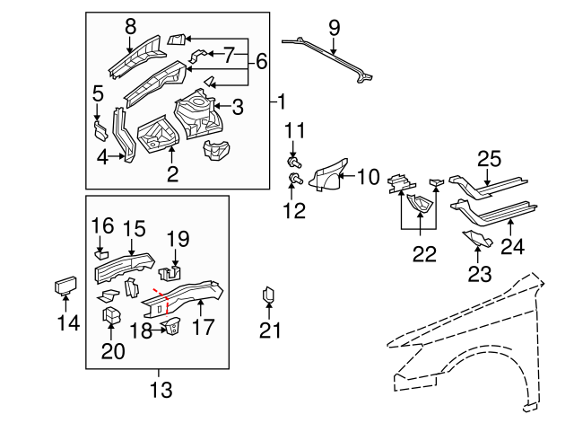 53733-07020 - Upper Reinforced For 2007-2012 Lexus ES350 | Lexus OE Parts