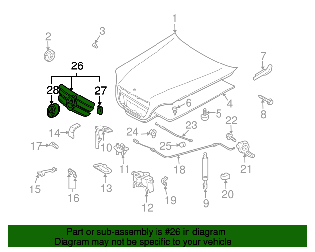 1998-2005 Mercedes-Benz Grille 163-880-01-85-7167 | MB OEM Parts