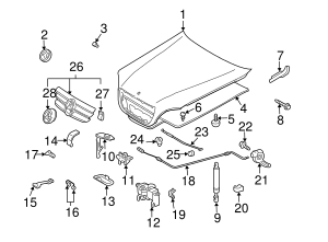 163-880-00-29 - Hood Lift Support 1998-2007 Mercedes-Benz | Mercedes ...