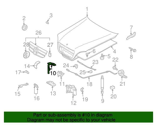 163-880-06-60 - Hood Latch 2000-2005 Mercedes-Benz | AutoNationParts.com