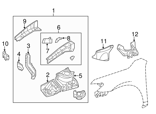 2005-2012 Toyota Upper Rail Bracket 53746-07010 | Sparks Parts