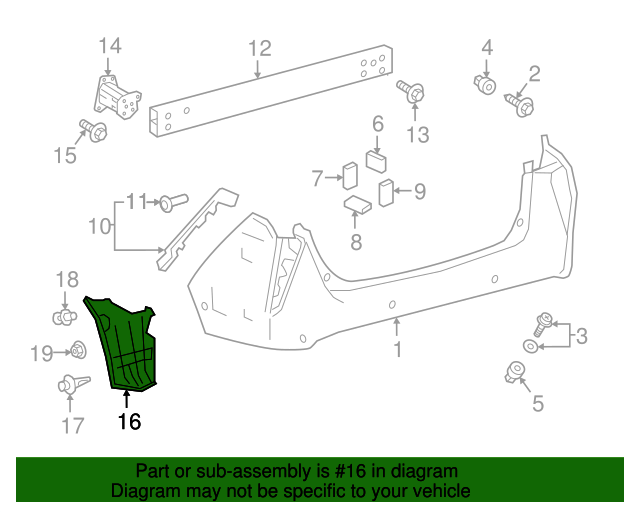 2016-2018 Toyota Prius Bumper Seal 52591-47050 | Toyota Parts Center