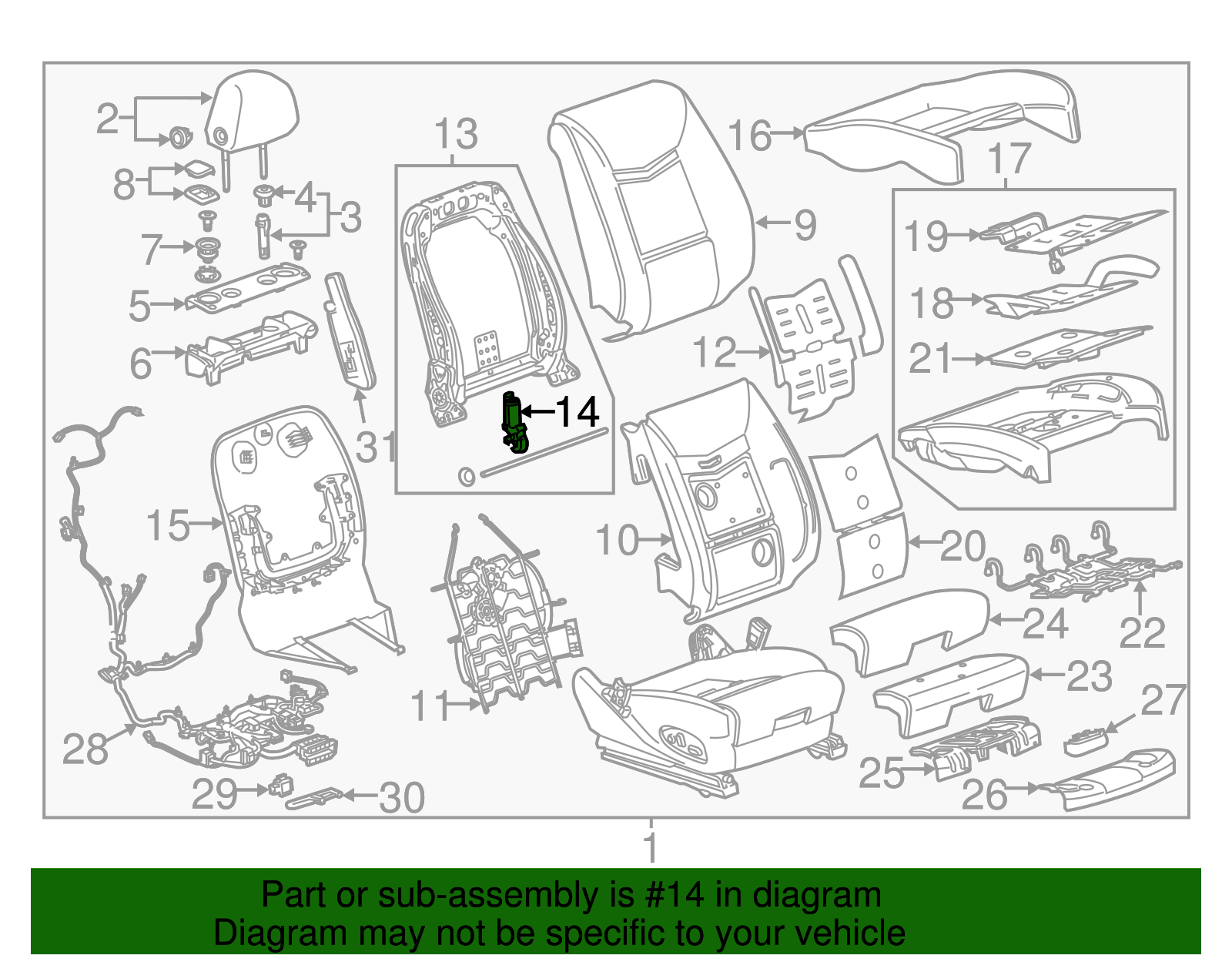 13578643 - Power Seat Recliner Actuator 2013-2019 Cadillac XTS ...