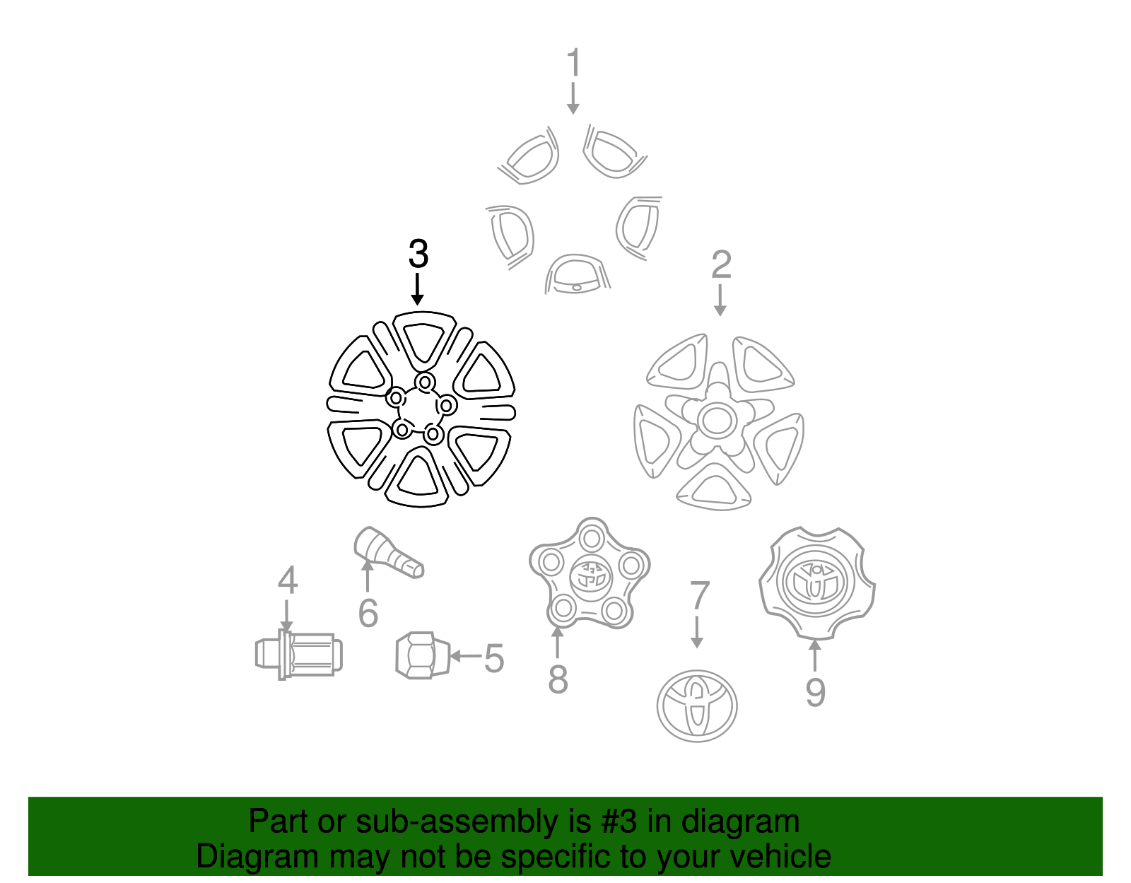 2004-2007 Toyota Highlander Wheel 6 Spoke 42611-48280 | Toyota Parts Center