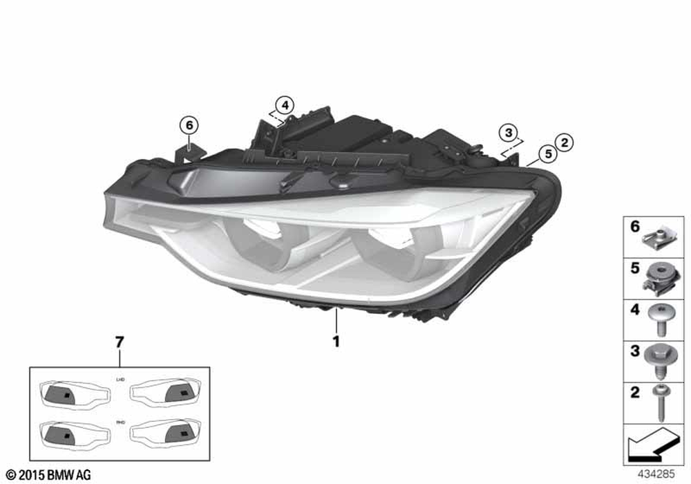 2015-2019 BMW Headlight With Led Technology, Right 63117419630 | Retail ...